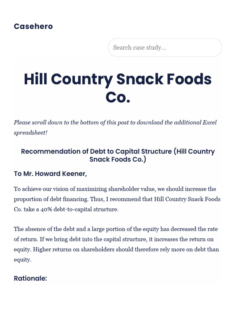 CaseHero Paywall Solution - Case Solution | PDF | Capital Structure | Debt