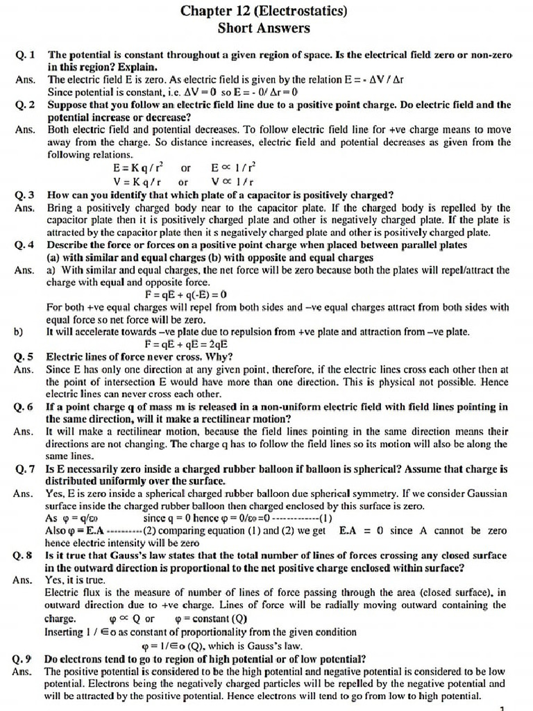 2ndyear Physics Short Questions | PDF
