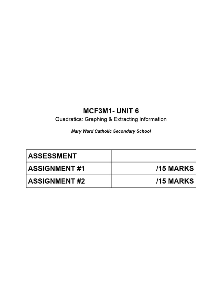 Unit 6 - Graphing Quadratics | PDF | Quadratic Equation | Mathematics