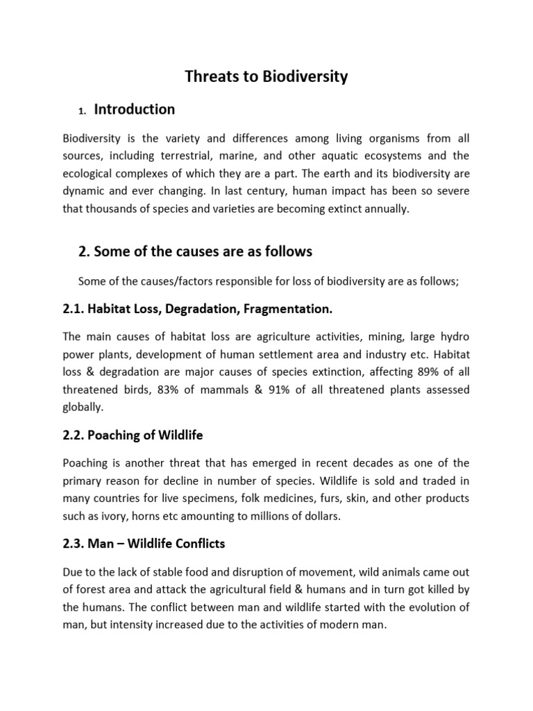 Threats To Biodiversity (CH - 4) | PDF | Conservation Biology | Habitat ...