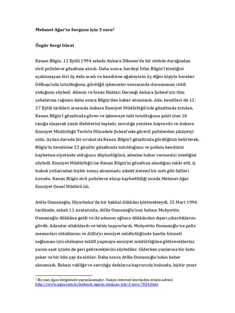 Mehmet Agarin Sorgusu Icin 3 Soru | PDF