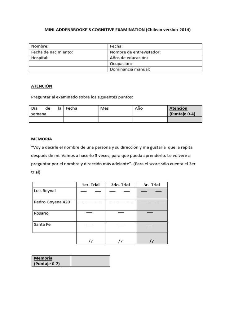 MACE (Spanish, Chile-Argentina) - Administration | PDF