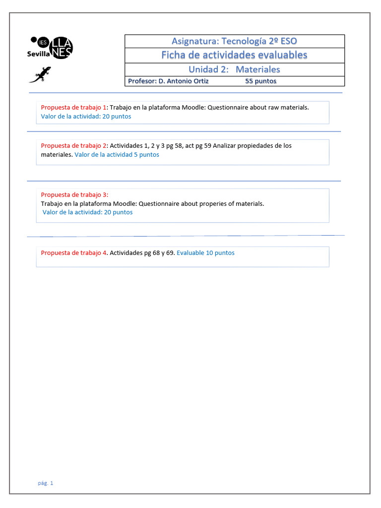 2ºESO Actividades Unidad 2 | PDF