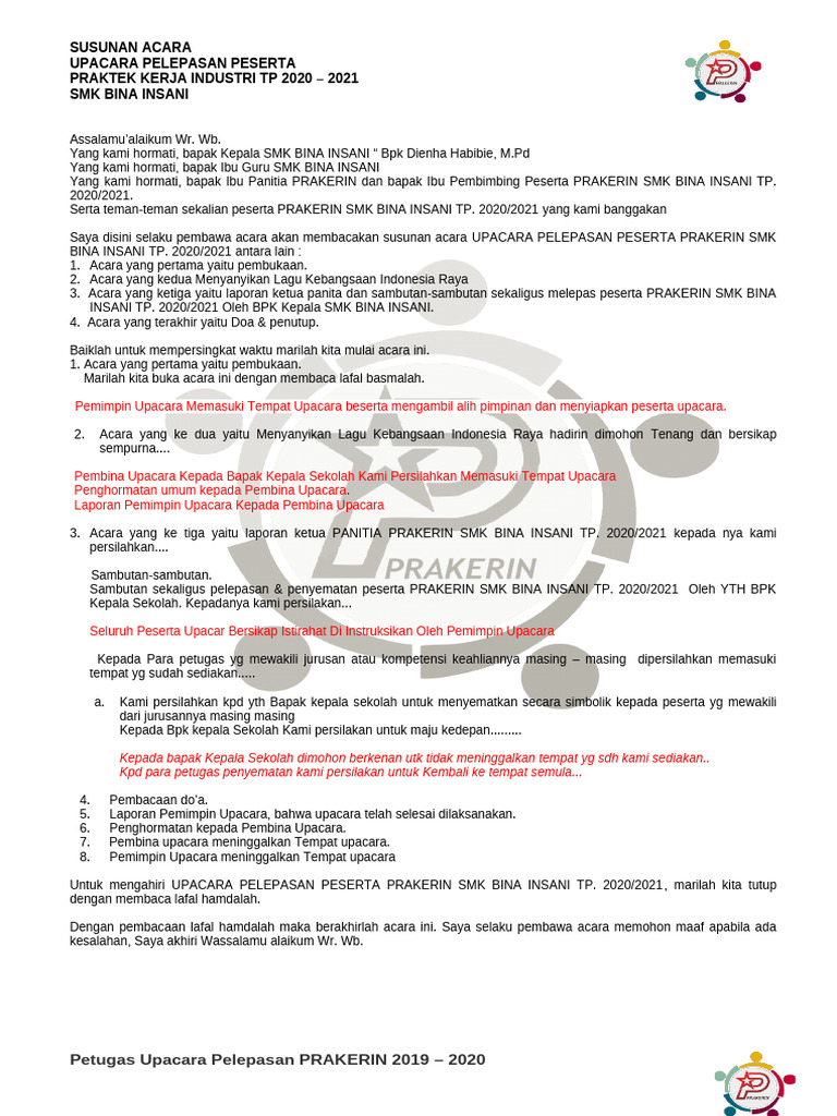 Laporan Ketua Pelaksana PRAKERIN | PDF