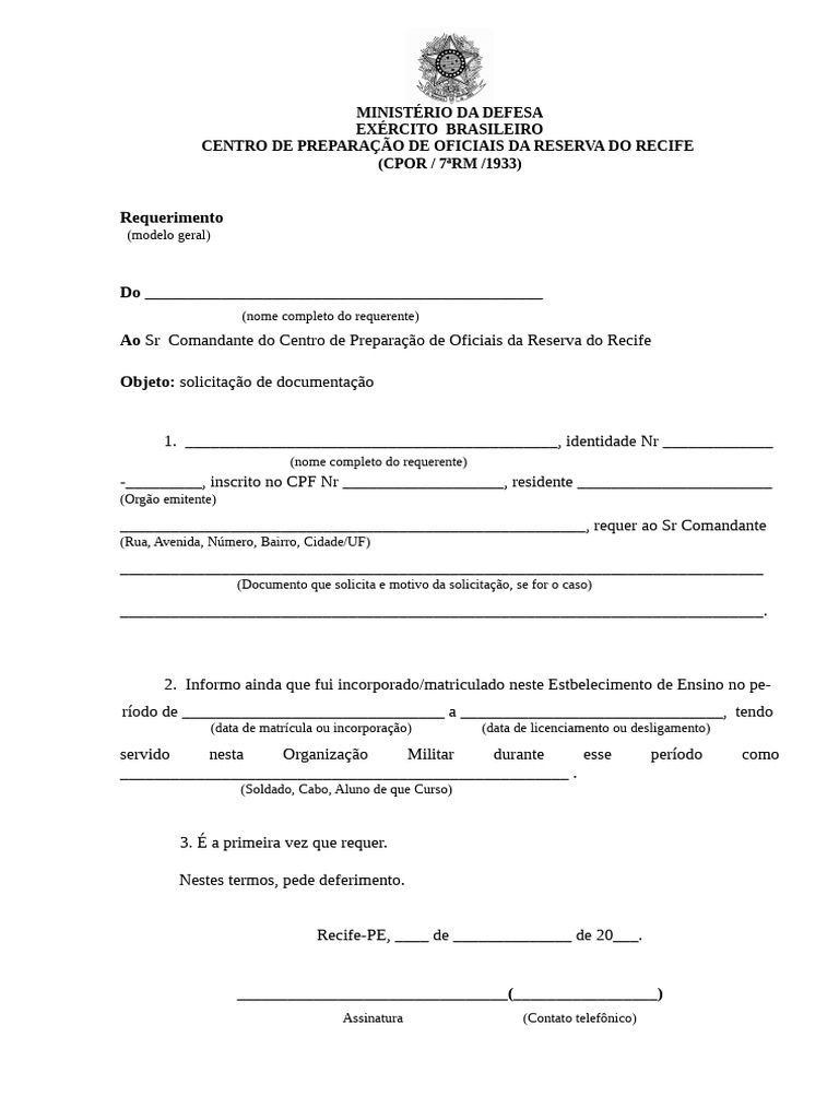 Modelo de Requerimento GERAL | PDF