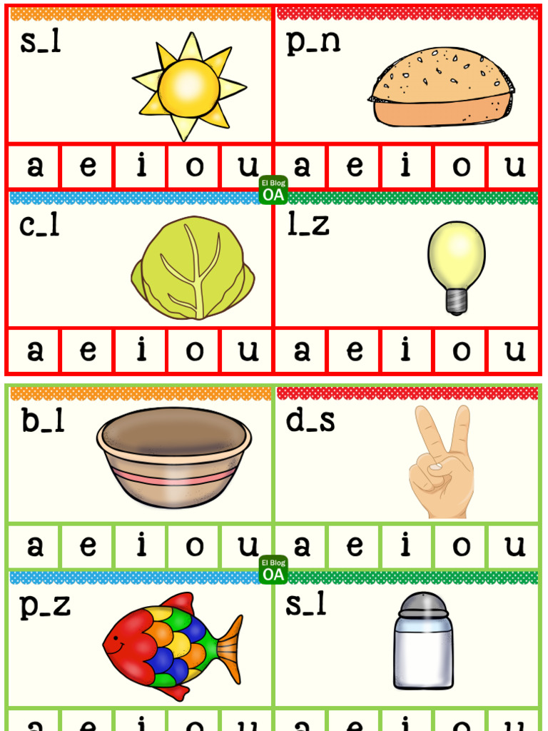 Trabajamos Las Vocales Con Palabras Monosilabas | PDF
