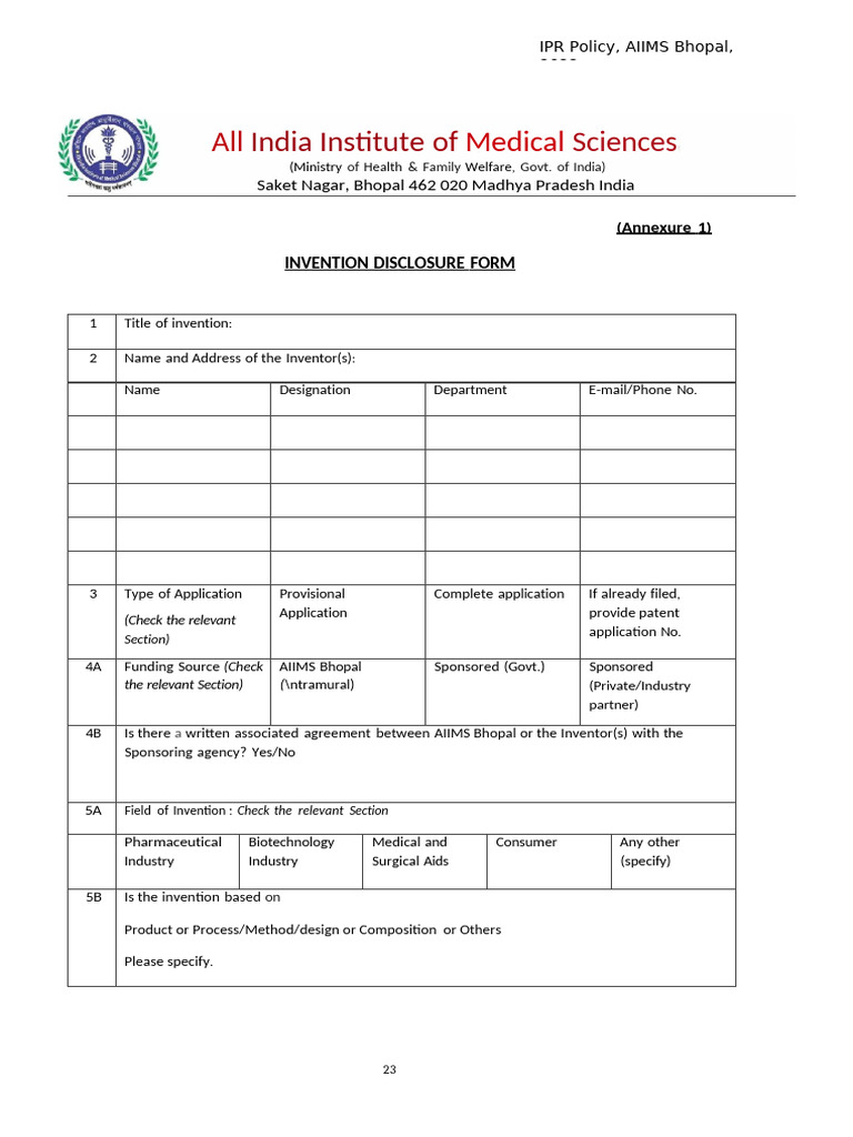 Invention Disclosure 2 | PDF | Invention | Patent