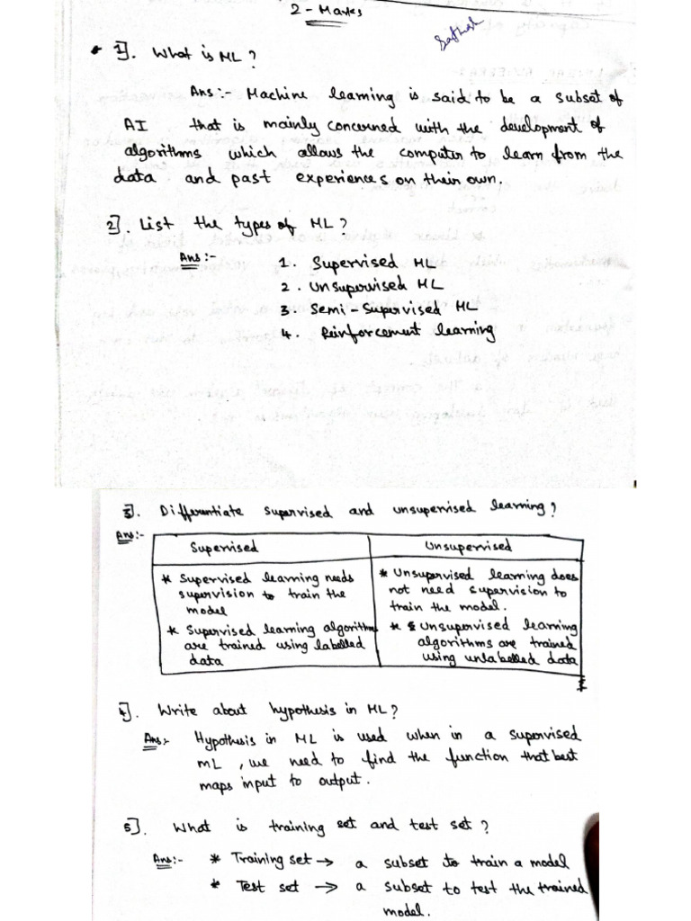 2 Mark ML Unit1,2 | PDF