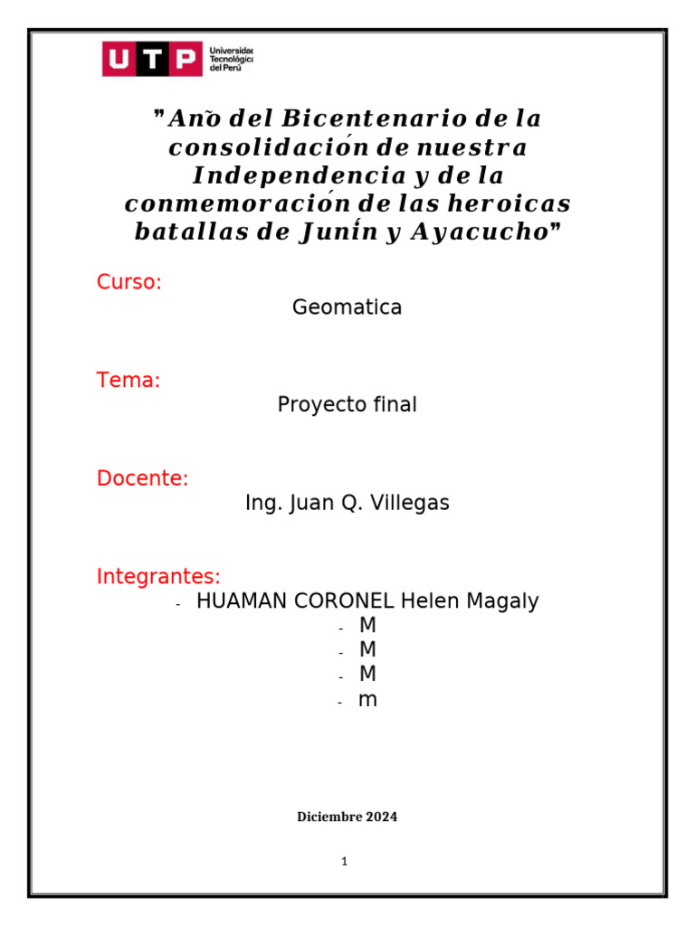 Geomática: Proyecto Final 2024 | PDF | Entorno natural | Topografía