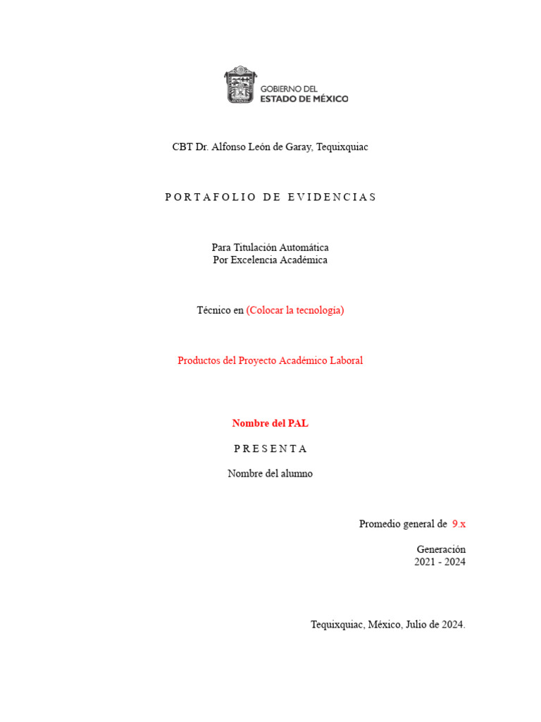 Portada y Constancia de Revisi-N de Portafolio de Evidencias 2024 | PDF