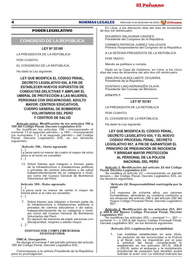 Congreso de La República: Normas Legales | PDF | Robo | Perú