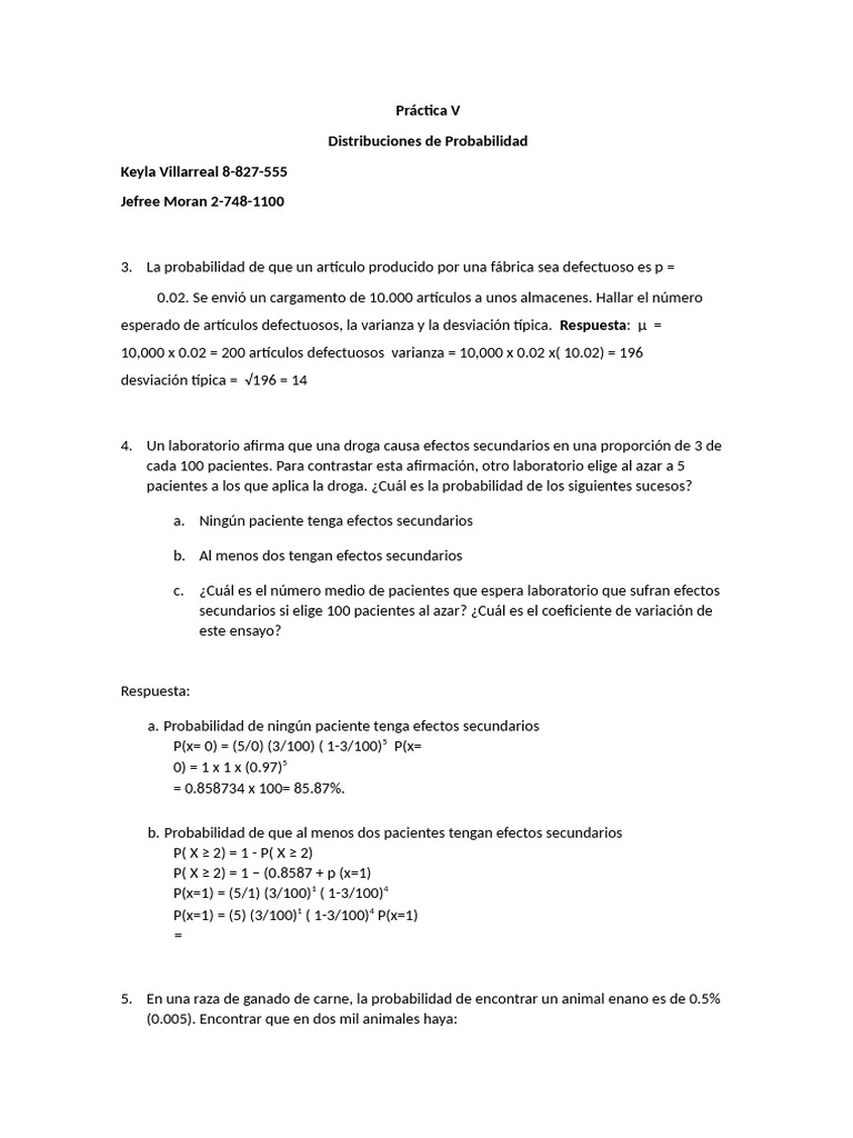 bio v practica | PDF | Desviación Estándar | Probabilidad