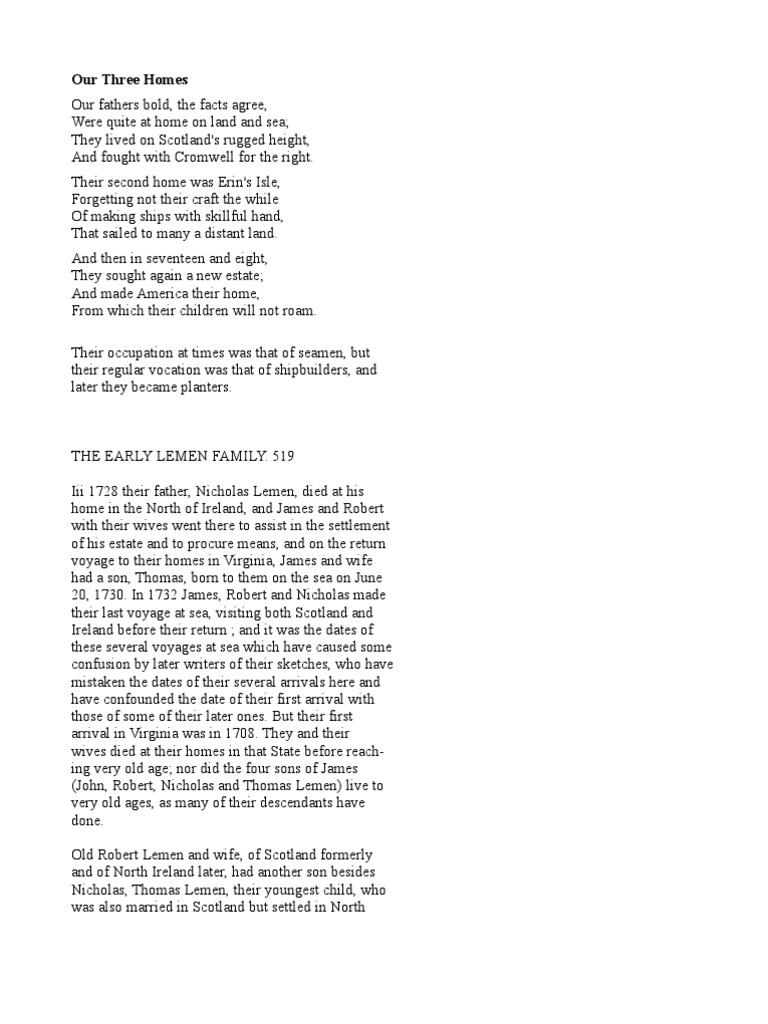 The Early Lemen Family | PDF | Virginia | Thomas Jefferson