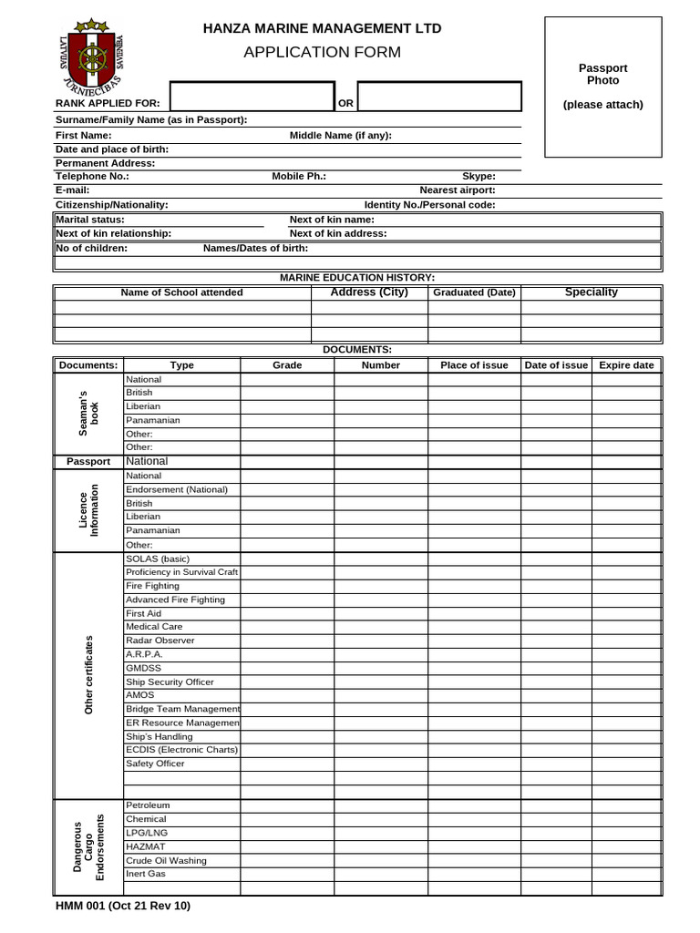Appendix 3 HMM 001 Application Form Oct 21 Rev 10 | PDF | Oil Tanker | Oil