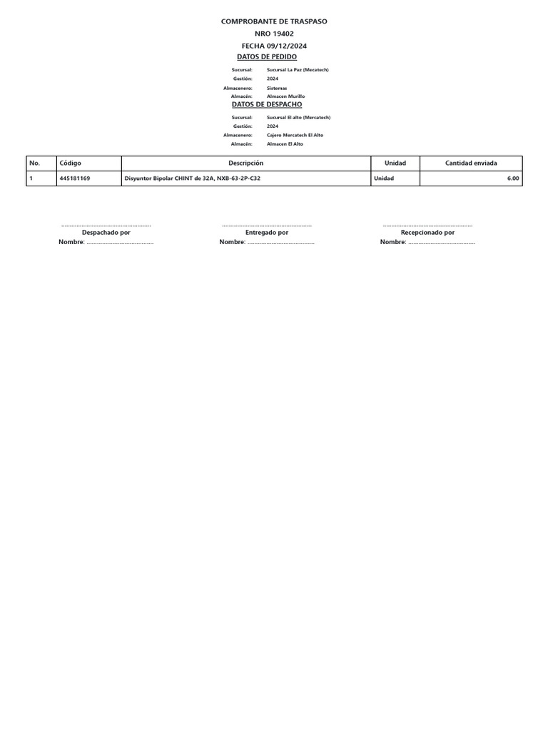Cpt. Traspaso - Control Facilito | PDF