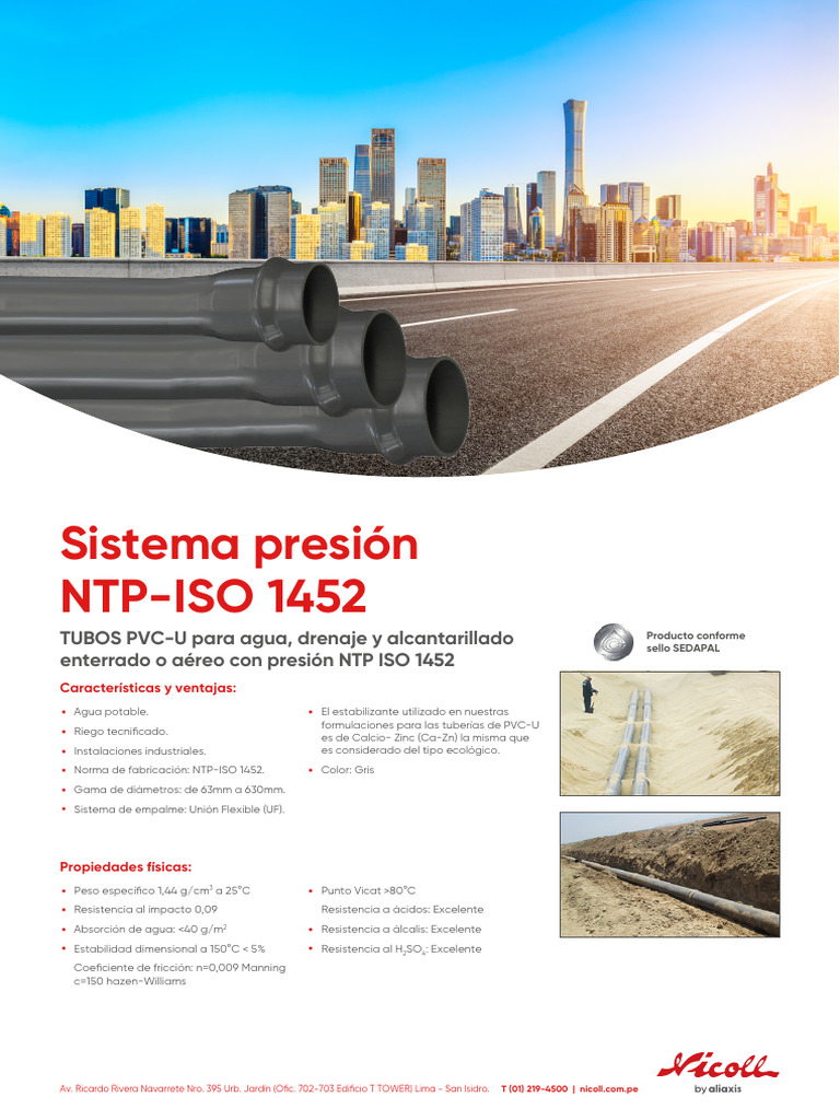 Sistema Presión NTP-ISO 1452: TUBOS PVC-U para Agua, Drenaje y ...