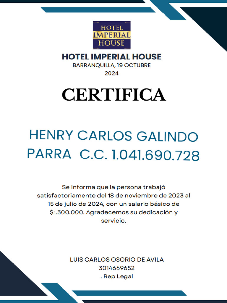 Certificado Henry Galindo | PDF