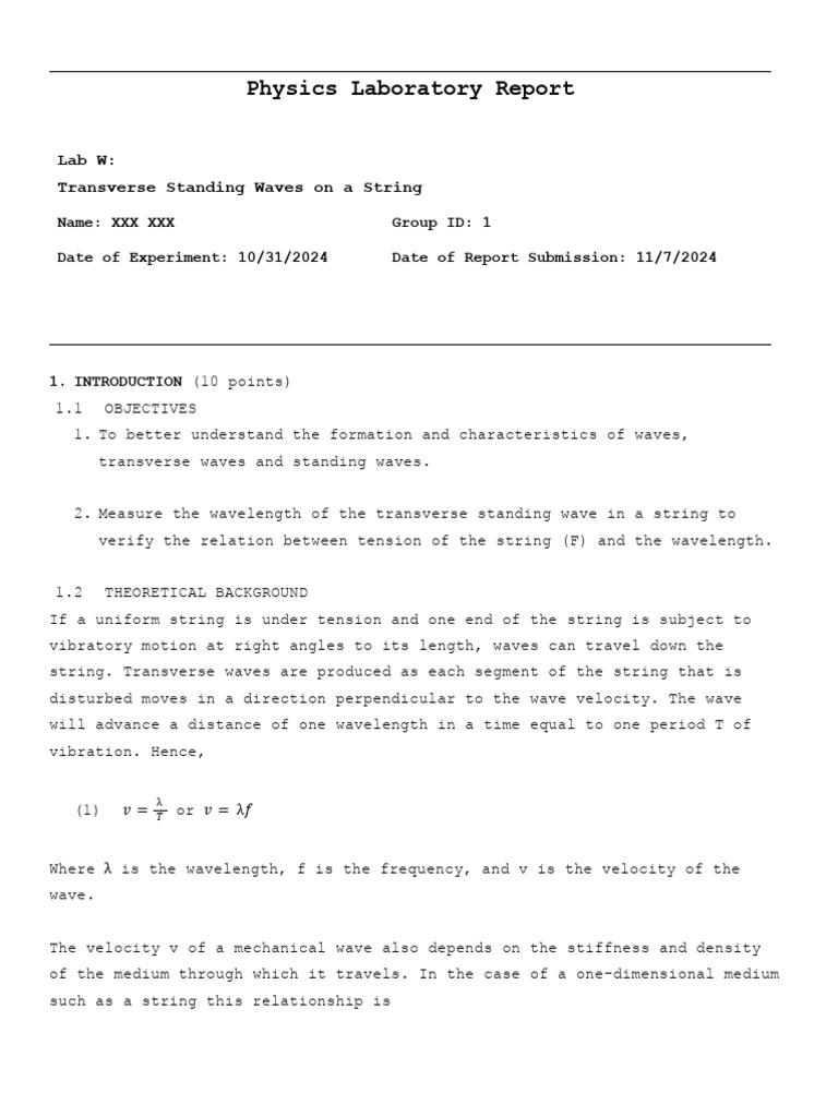 SCRIBD - Transverse Standing Waves On A String | PDF | Waves | Wavelength