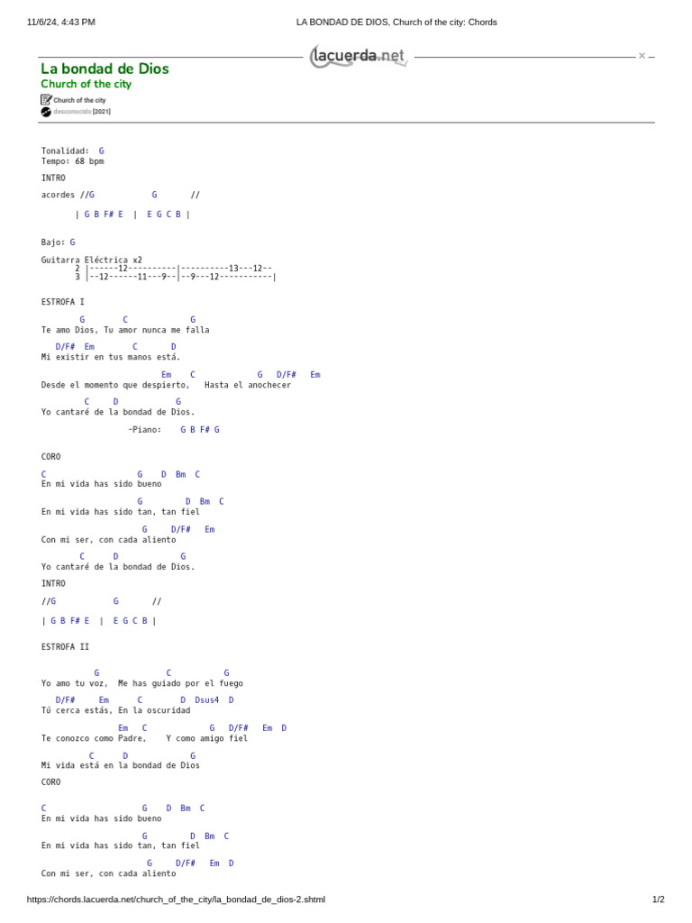 LA BONDAD DE DIOS, Church of The City - Chords | PDF | Música grabada