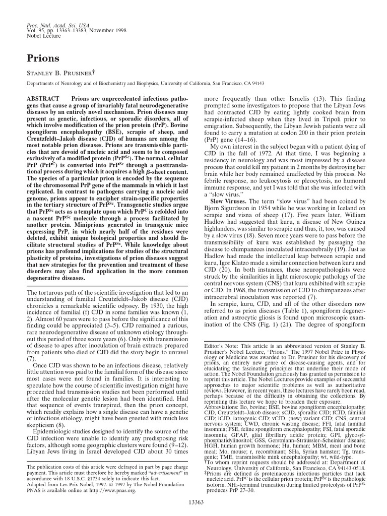 PNAS-1998-Prusiner-13363-83 | PDF | Virus | Cell Biology