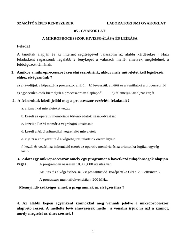 05 - Szam - Rendsz. - CPU | PDF