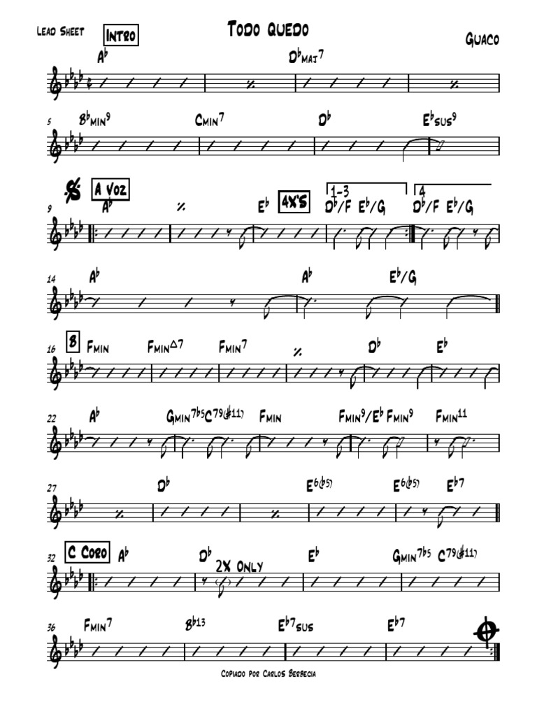 Todo Quedo-Lead Sheet | PDF