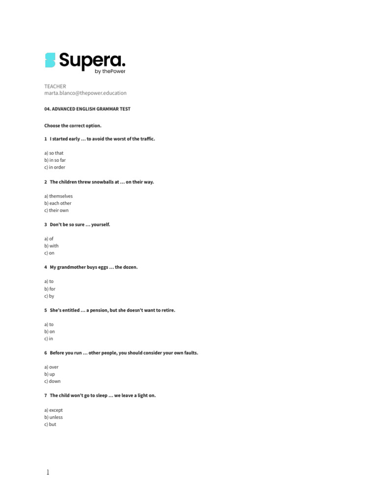 C1 Advanced English Grammar Test | PDF
