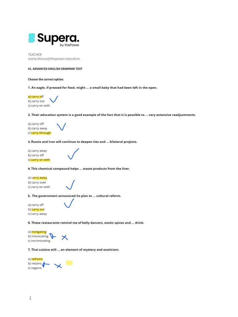 C1 Grammar Test 01 | PDF