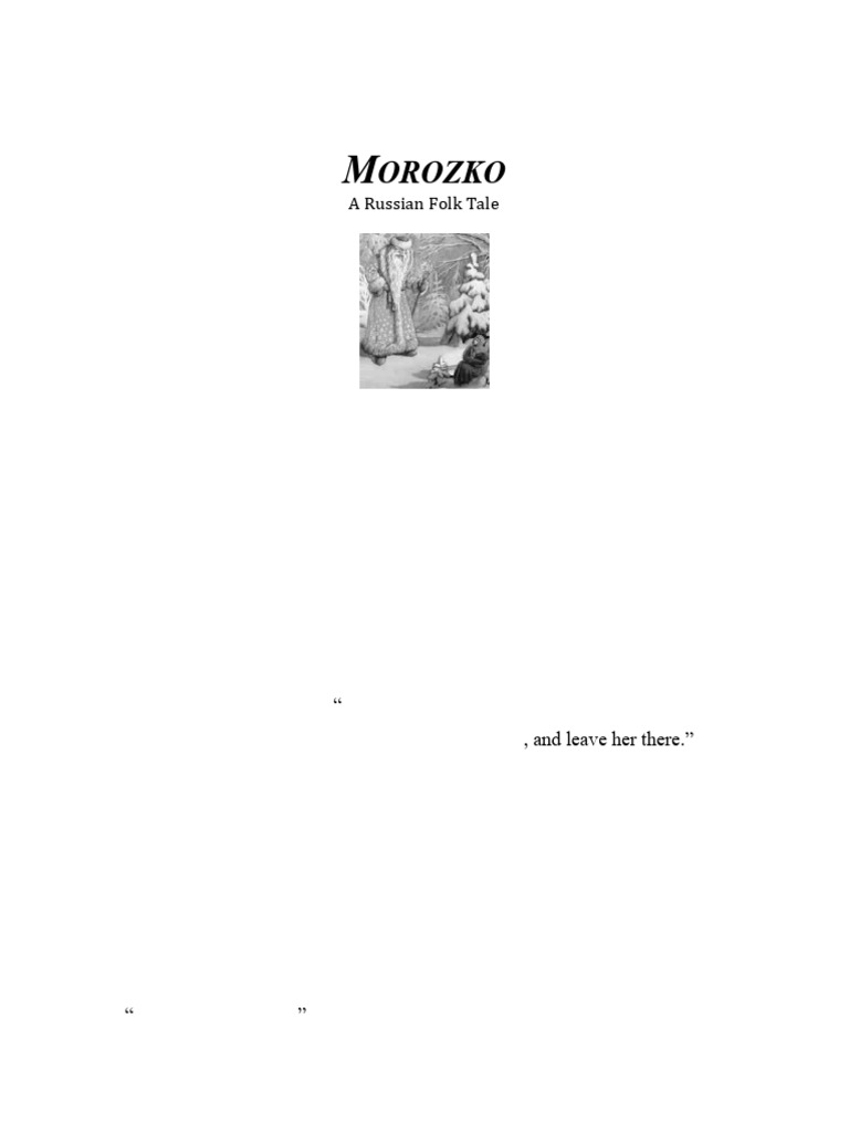 Morozko: A Russian Folk Tale Summary | PDF