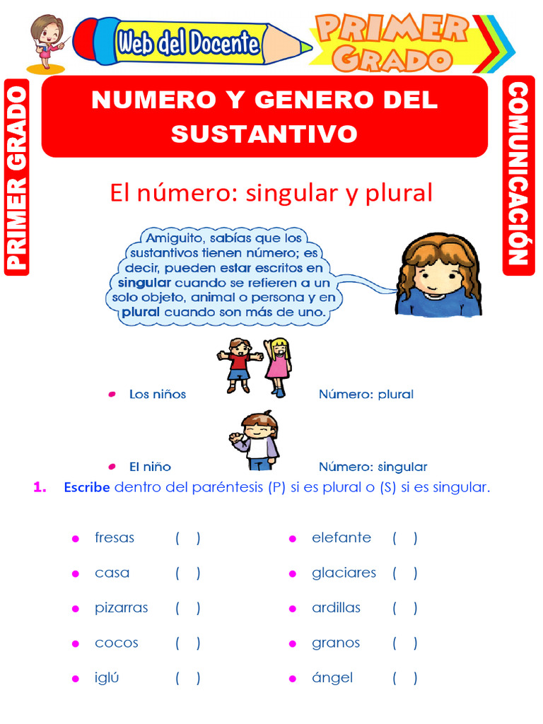 Número y Género Del Sustantivo para Primero de Primaria | PDF