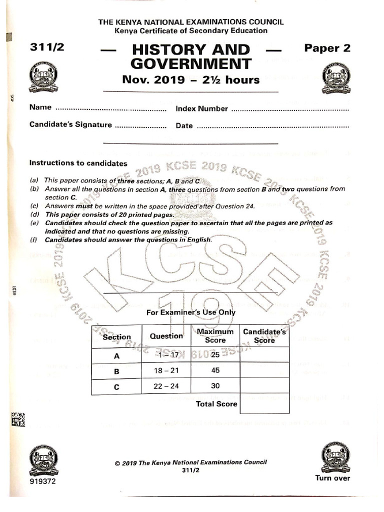 HISTORY P2 KCSE 2019 Min | PDF