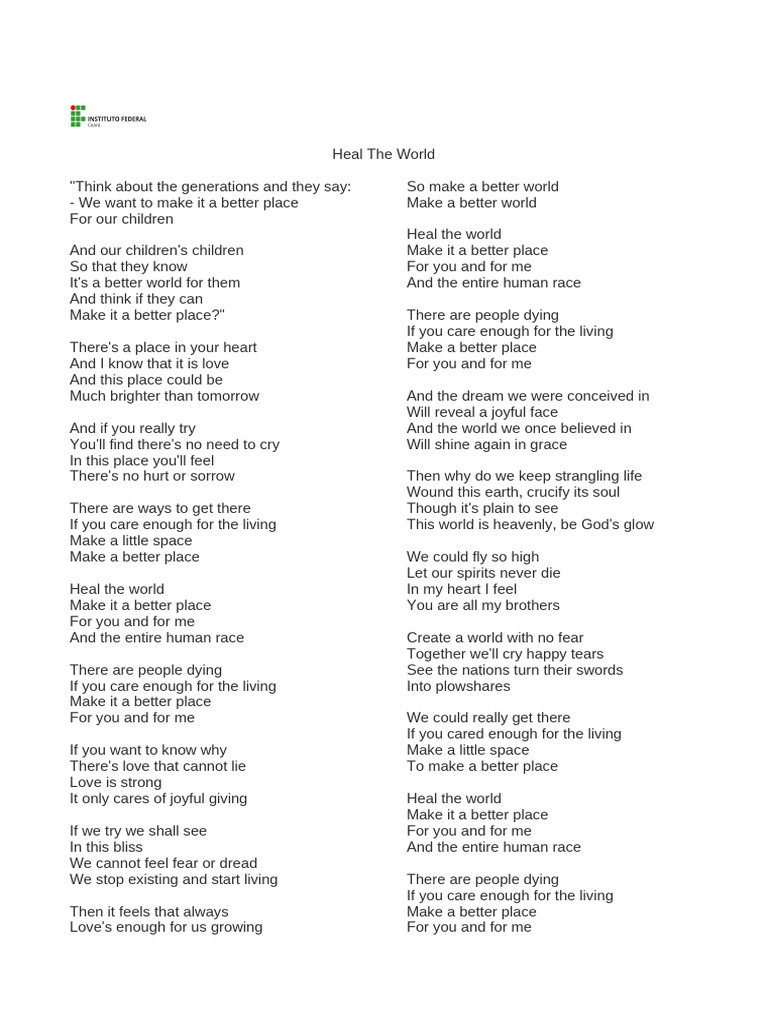 HEAL THE WORLD LYRICS | PDF