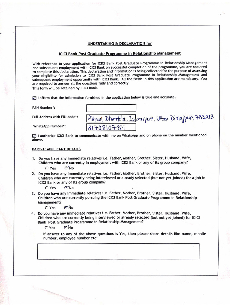 Undertaking Declaration | PDF