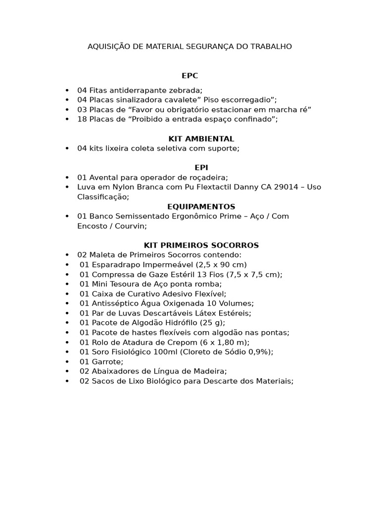 Material de segurança Granja Faria | PDF