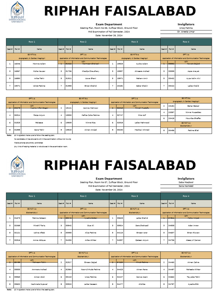 26-11-2024 (2nd Slot, Seating Plan) | PDF