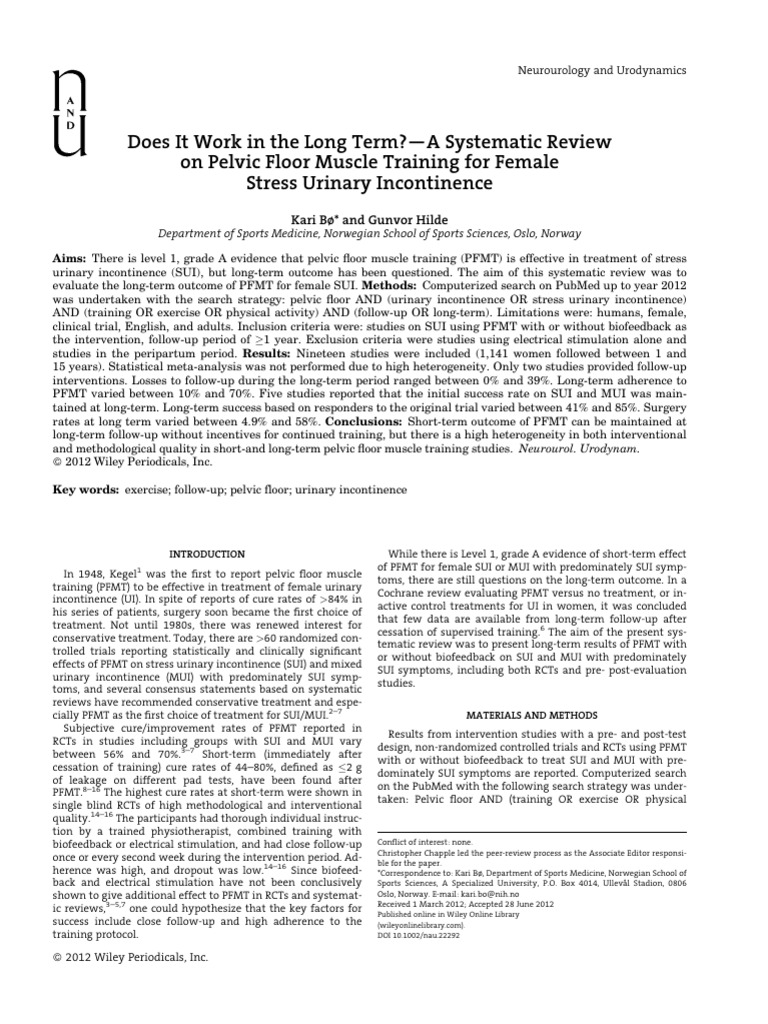 Long-Term Effects of PFMT on Female SUI | PDF | Urinary Incontinence | Urology