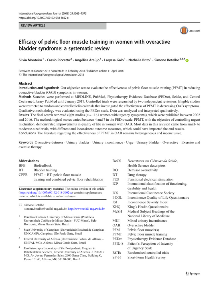 PFMT Efficacy for Overactive Bladder | PDF | Urinary Incontinence | Urology