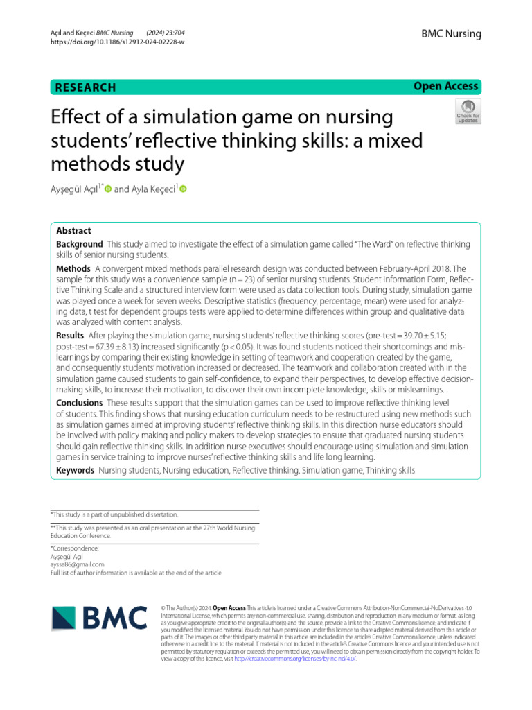 Simulation Game On Reflective Thinking Skills MM | PDF | Science ...