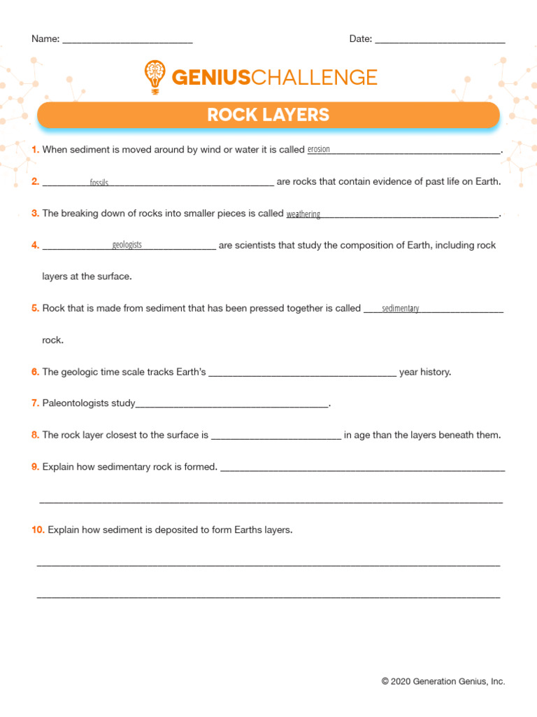 GG Rock Layers Quiz Rev2 | PDF