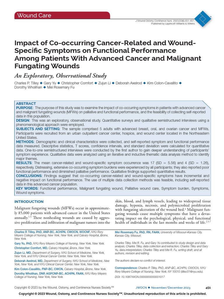 Impact of Co-occurring Cancer-Related and Wound-Specific Symptoms on ...