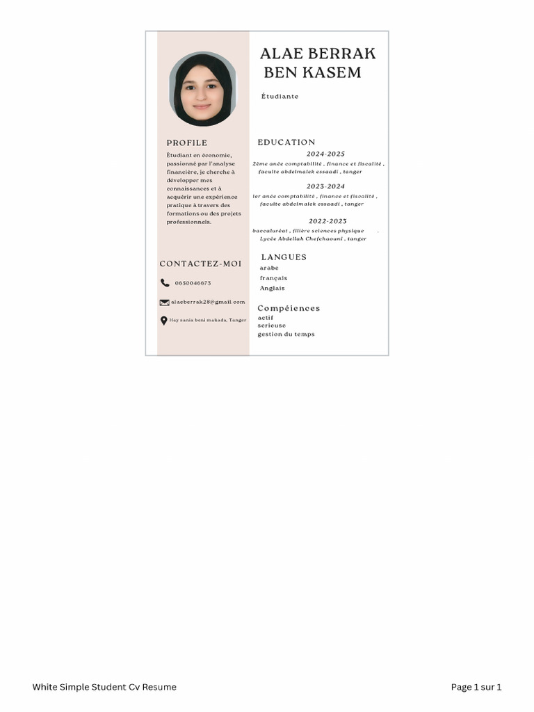 White Simple Student CV Resume | PDF