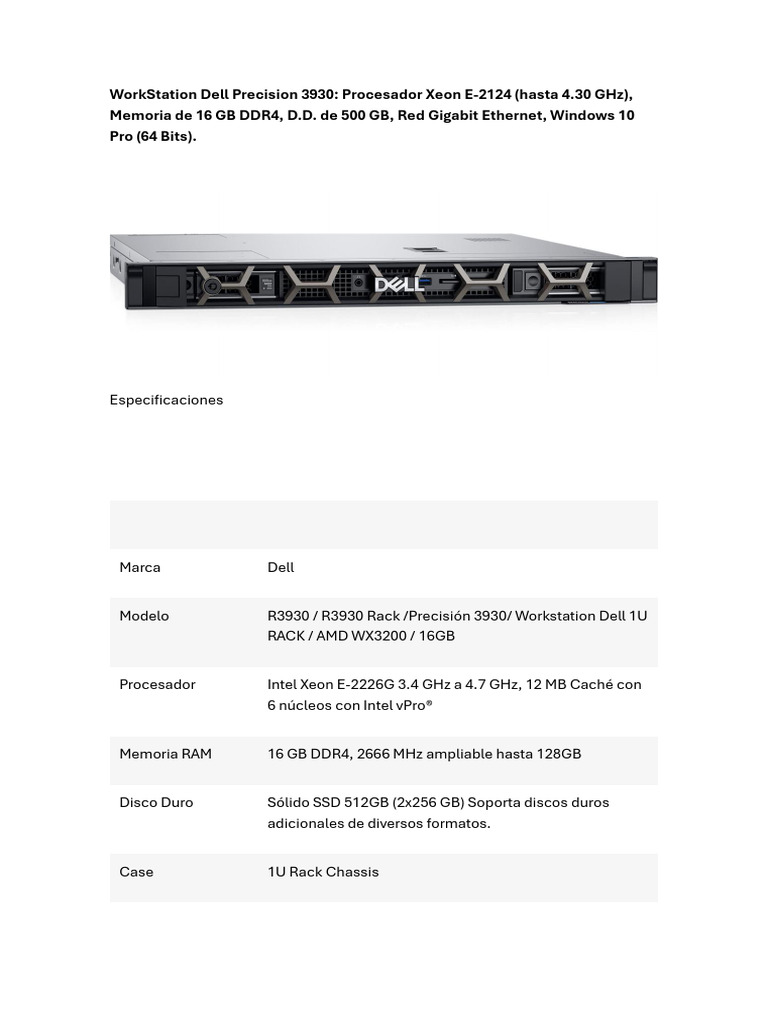 WorkStation Dell Precision 3930 | PDF