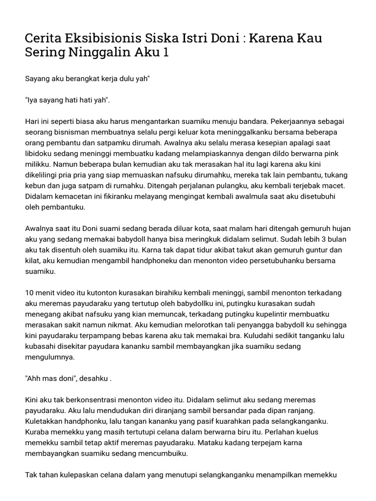 Cerita Eksibisionis Siska Istri Doni - Karena Kau Sering Ninggal | PDF
