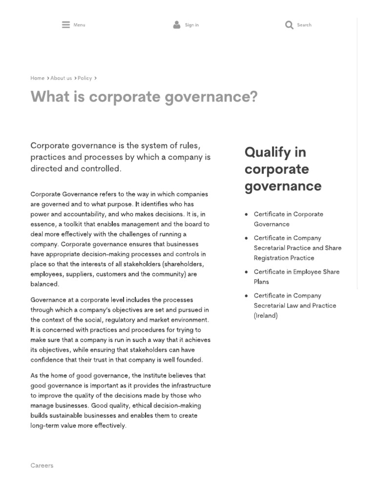 What Is Corporate Governance | PDF