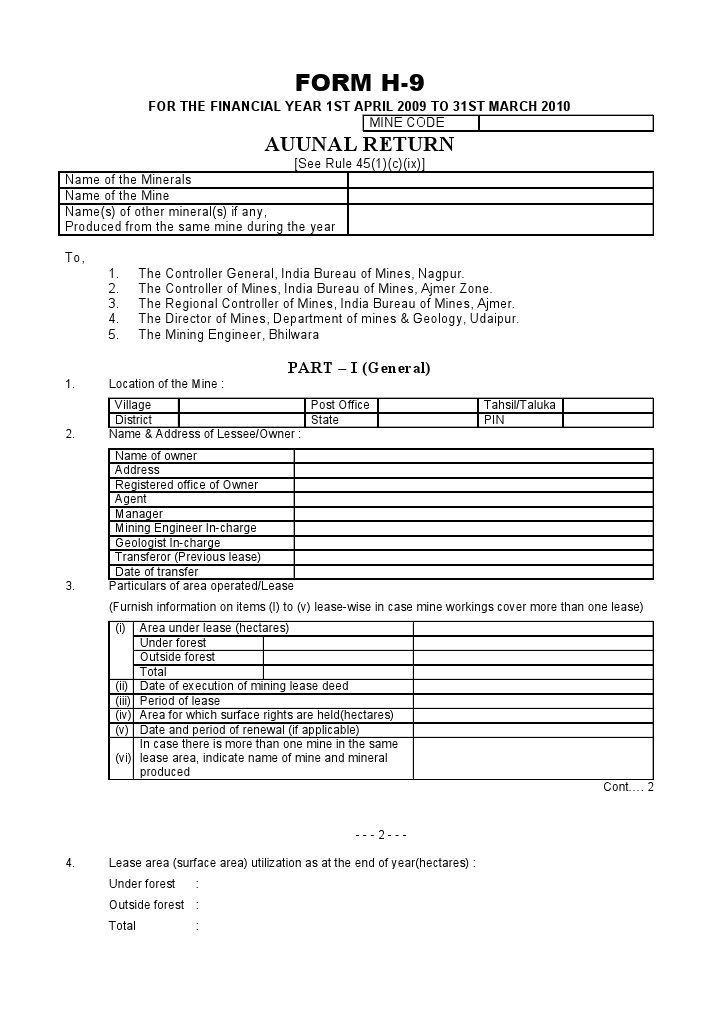 Form H | PDF | Mining | Petroleum