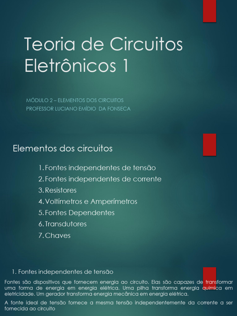 Modulo2 - Elementos Dos Circuitos | PDF | Piezoeletricidade | Resistor