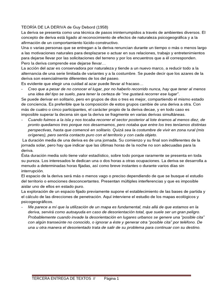 Teoría de la Deriva de Guy Debord | PDF