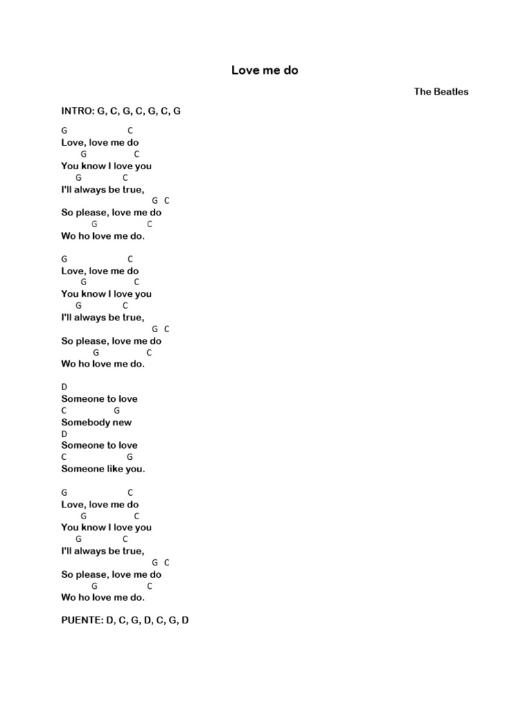 Beatles "Love Me Do" Lyrics and Chords | PDF