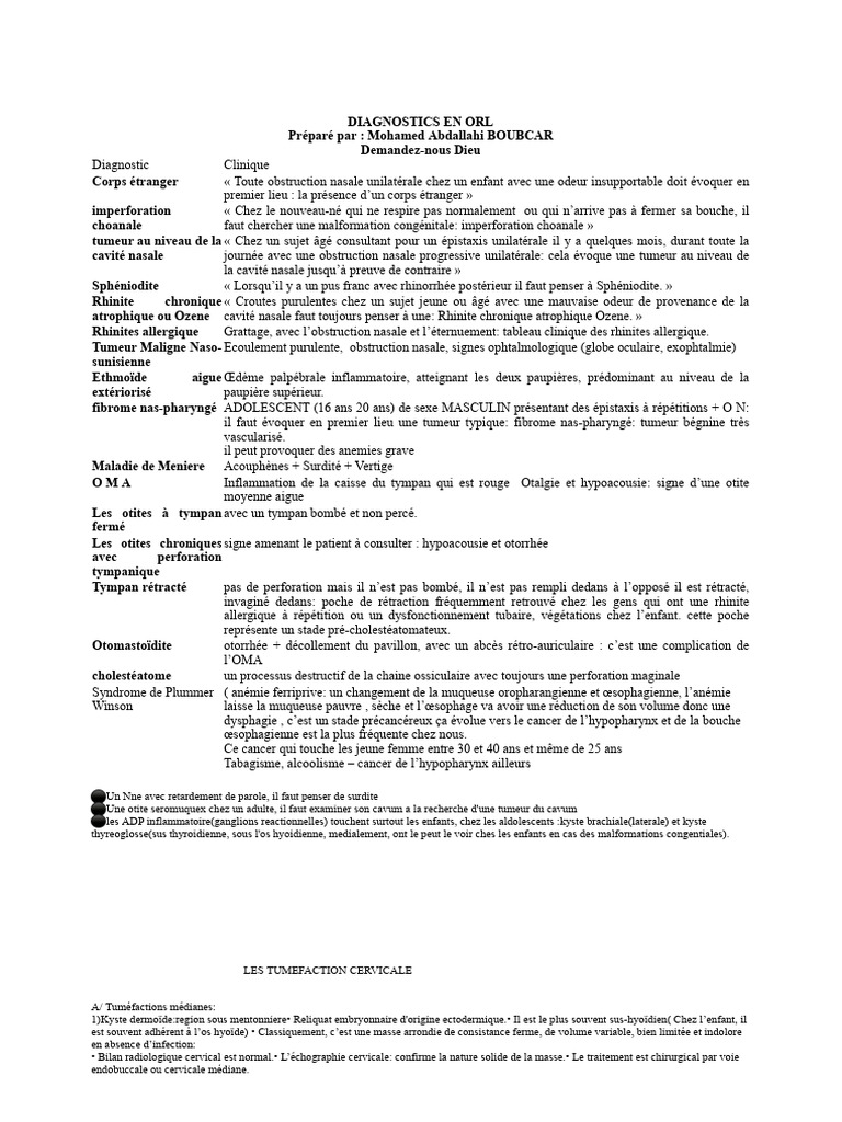 Diagnostic en ORL | PDF | Thyroïde | Maladies et troubles