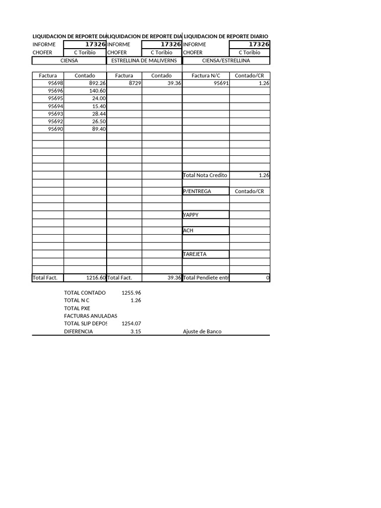 Foramto para Revision de Cajas | PDF